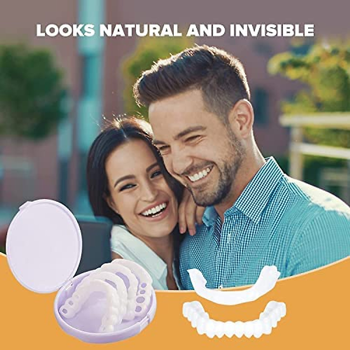Fake Teeth,2 PCS Veneers Dentures Socket for Women and Men, Dental Veneers for Temporary Tooth Repair Upper and Lower Jaw, Protect Your Teeth and Regain Confident Smile, Bright White-1