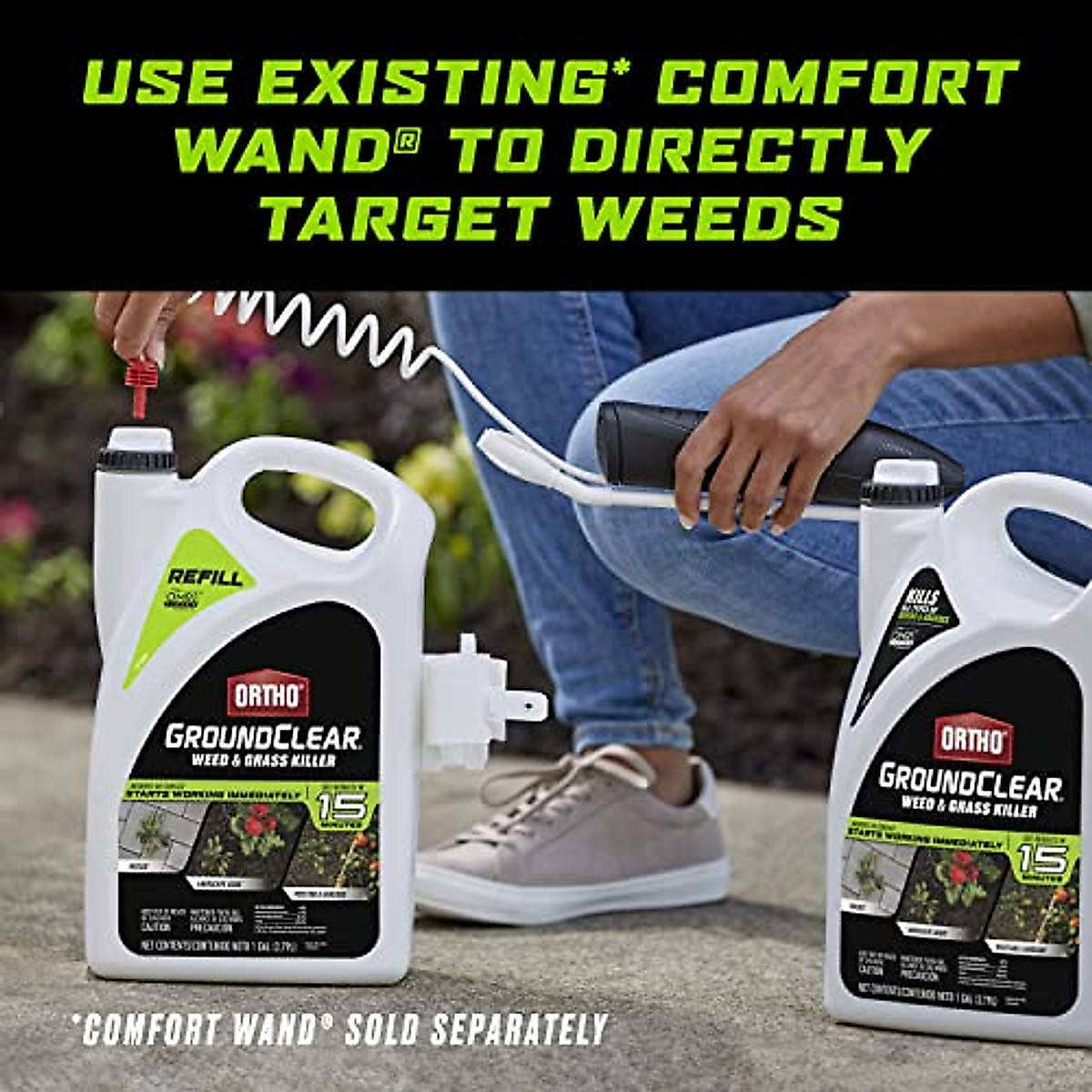 Ortho GroundClear Weed & Grass Killer Refill - Grass Killer & Weed Control, Kills Broadleaf Weeds, Use in Landscape Beds, Around Vegetable Gardens, on Patios & More, See Results in 15 Minutes, 1 gal.