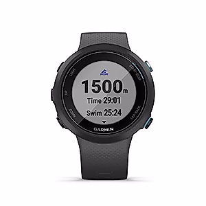 Garmin Swim 2, GPS Swimming Smartwatch for Pool and Open Water, Underwater Heart Rate, Records Distance, Pace, Stroke Count and Type, Slate Gray