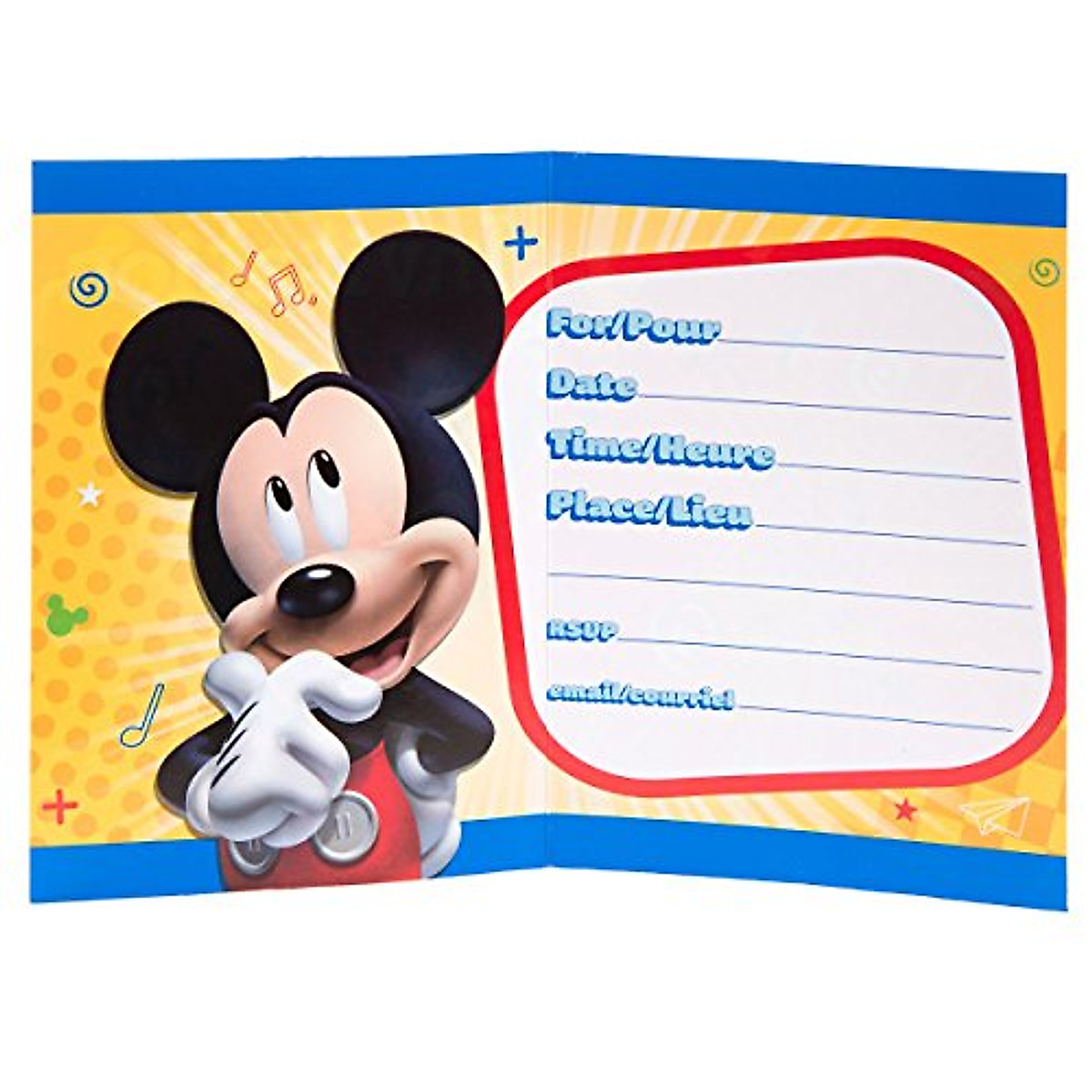 Unique Mickey Roaster Birthday Party Supplies Invitation Bundle Pack includes 24 Invitations and 1 Dinosaur Sticker Sheet