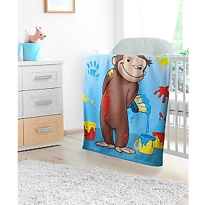 LOGOVISION Curious George Lightweight Baby Blanket, 30"X40", Paint Unisex for Infants Girls & Boys