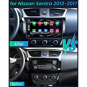2+32G Car Radio for Nissan Sentra 2013 2014 2015 2016 2017, 10.2" HD Touch Screen Car Radio with Wireless Carplay & Android Auto, Mirror Link, Bluetooth, WiFi, GPS Navigation, Backup Camera Android 12