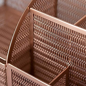 BLU MONACO Designer Metal Rose Gold Desk Organizer - Metal with Rose Gold Finish - Rose Gold Desk Accessories - Desk Organizer Rose Gold - Storage for Paper and Office Supplies