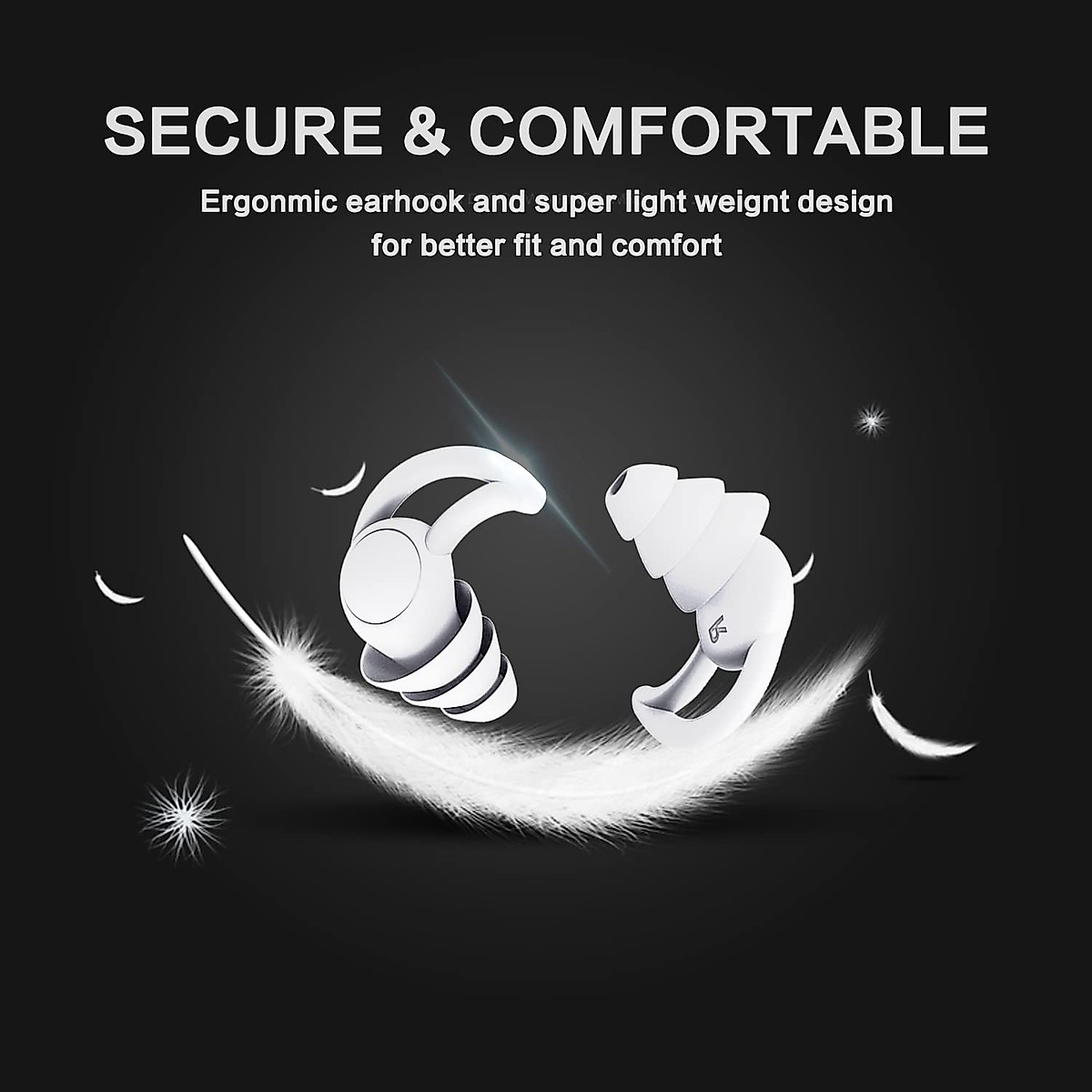 Ear Plugs for Sleeping Noise Cancelling, Ear Plugs for Noise Reduction, Washable Hearing Protection for Work, Travel, Concert, Swimming, Sleep Snoring(White)