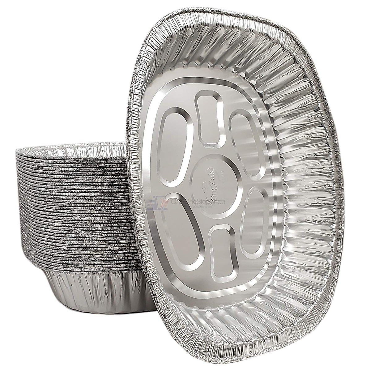 Disposable Oval Roasting Pan - Durable Turkey Roaster Pans Extra Large, Heavy-Duty Aluminum Foil, Deep, Oval Shape for Chicken, Meat, Brisket, Roasting, Baking, Recyclable (100)