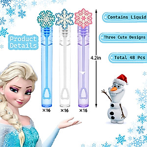 Fxswety 48Pcs Frozen Mini Bubble Wands for Kids Frozen Party Favors Frozen Birthday Party Supplies Snowflake Bubble Prizes Valentine Christmas Wedding Party Favors Goodie Bag Stuffers