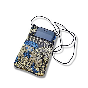 ablossom, Hmong Bag Hill Tribal Elephant Mini Crossbody Single Shoulder Unique Handmade For Women Cell Phone Purse Passport Holder & Travel Pouch Multicolor Handbag, Pack Of 6