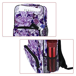 VBFOFBV Travel Backpack, Laptop Backpack for Women Men, Fashion Backpack, Purple White Fl：