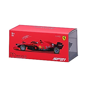 Bburago B18-36828L 1:43 F1 2021 Ferrari SF21 with Helmet Leclerc, Assorted Designs and Colours