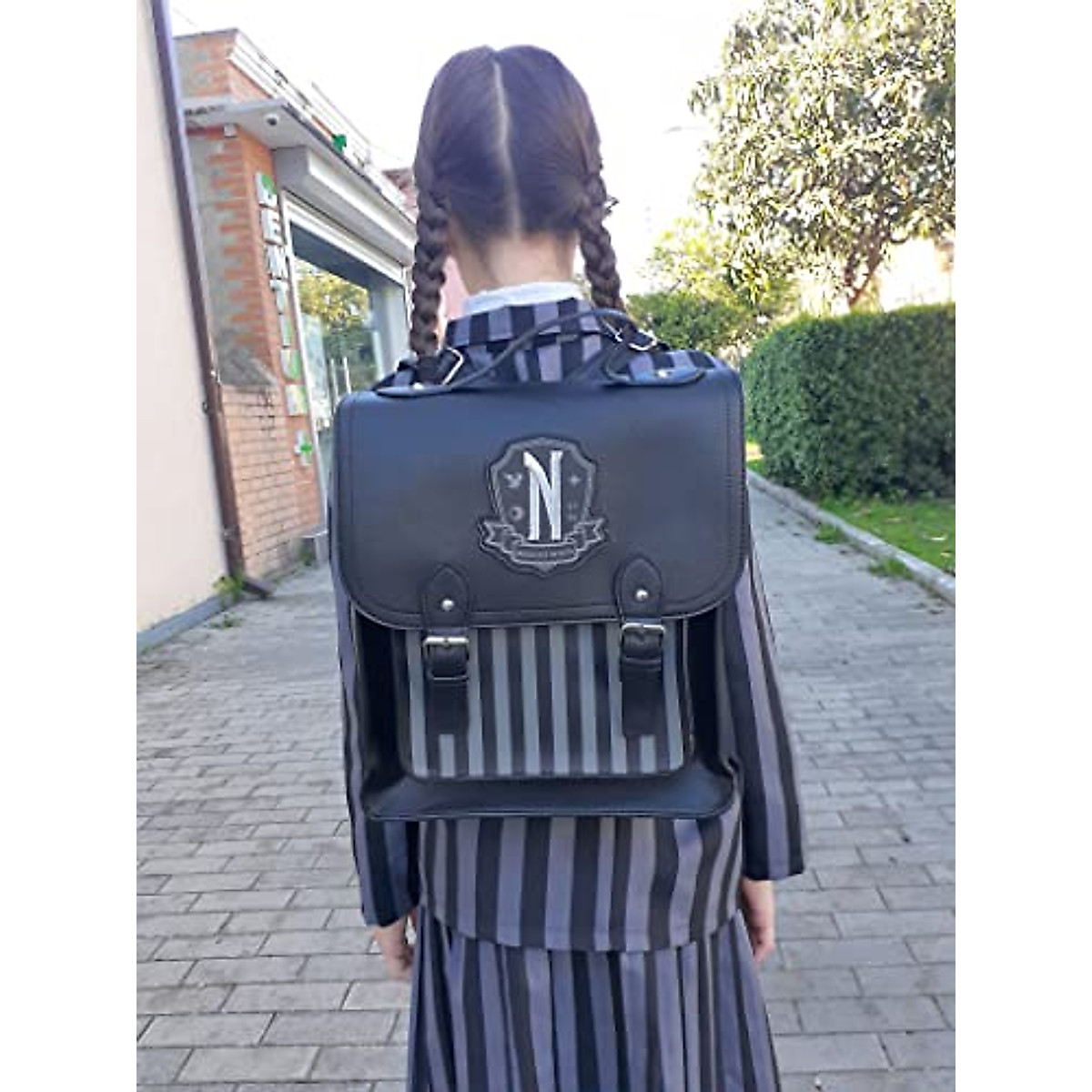 CICOCI Wednesday Backpack Addams Black Faux Leather Bag Nevermore Academy Back to school Schoolbag Gifts For girls