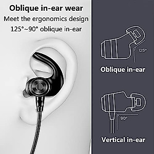 SLuB True Wireless Bluetooth Waterproof Sport HD Stereo Neckband Headphones with Mic 36H Play time Sweatproof for Cell Phone Double Battery Earbuds for iPhone/Android (Pink)