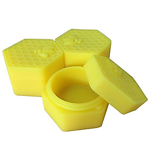 HONEYYE 26ml Silicone Container Hexagon Honeybee Shape Storage Multi Use Jars (1, yellow)