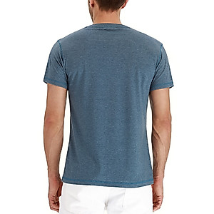 NITAGUT Mens Fashion Casual Front Placket Basic Short Sleeve Henley T-Shirts (L, 02 Vg-Blue)