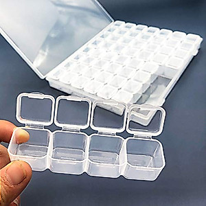 1 Pack 56 Grids Diamond Painting Box Plastic Jewelry Organizer Storage Container Diamond Embroidery Storage Boxes Nail Art Tools Storage Case for DIY Rhinestone Beads or Nail Art Small Findings