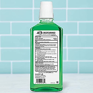 ACT Restoring Zero Alcohol Fluoride Mouthwash 33.8 fl. oz. Strengthens Tooth Enamel, Mint Burst