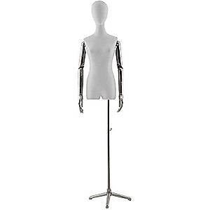 Tailors Dummy Female Mannequin Body with Silver Tripod Stand |for Clothing Dress Jewelry Display Manikins Dressmakers Dummy