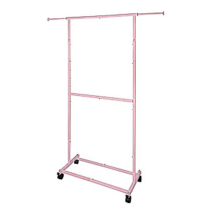 Fishat Horizontal and Vertical Pink Double Rod Garment Rack