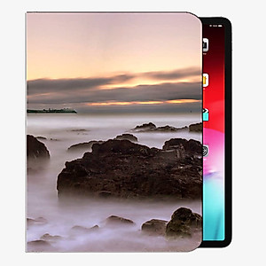 Wugao iPad Pro 12.9 Case 5th/4th/3rd Generation Case 2021 2020 2018 PU Leather with Pencil Holder,Architecture Lighthouse Auto Wake/Sleep Feature Standing Cover