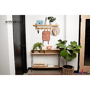 DECOMIL - Coat Rack with Shelf, Bamboo Coat Rack, Coat Rack Wall Mount, Coat Hanger with Shelf