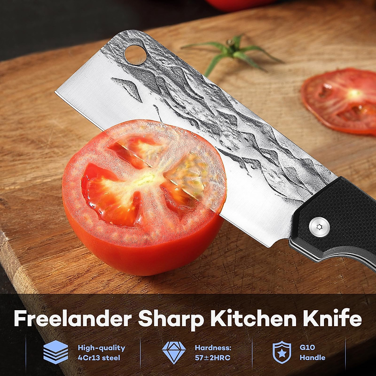 Freelander Folding Chef Knife,6" Portable Cooking Knife,High Carbon Stainless Steel Blade with G10 Handle,Suitable for Home Kitchen and Outdoor Camping