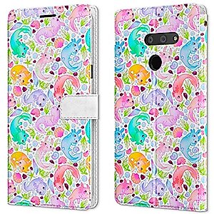 Wallet Phone Case Compatible with LG Velvet 5G G8 ThinQ G8X G7 V60 V50 V40 W30 W10 K61 Shockproof Cute Cartoon Ocean Folio Cover PU Leather Protective Kawaii Axolotls Magnetic Colorful Card Holder