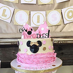 Oh Twodles Pink Mouse Cake Topper Mouse Second 2nd Birthday Party Supplies Decorations for Baby Girl Bday