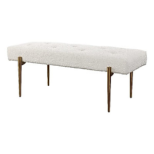 Uttermost Olivier 49 1/2" Wide White Button-Tufted Modern Accent Bench