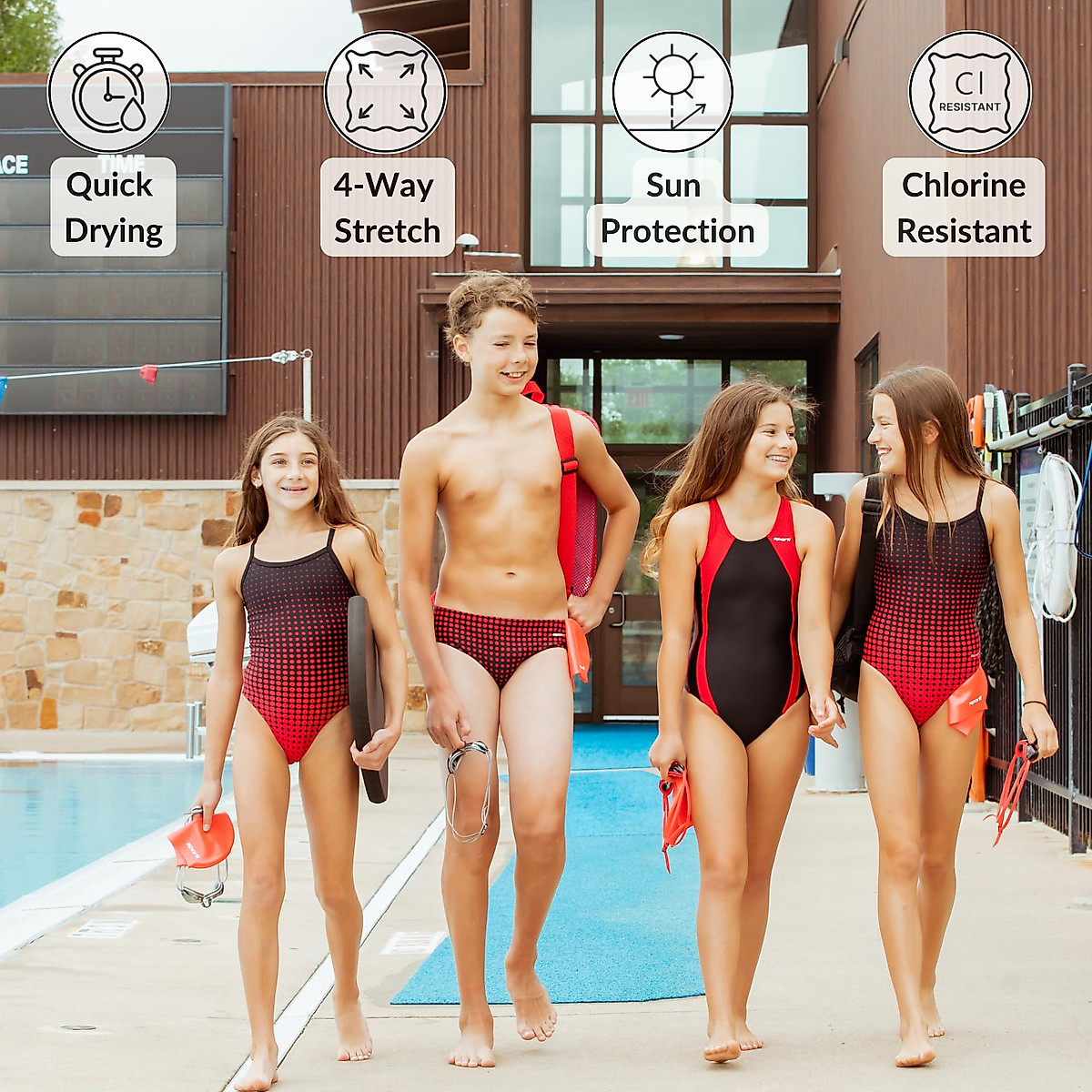 Sporti Solid Piped Thin Strap One Piece Swimsuit (34, Black/Royal)