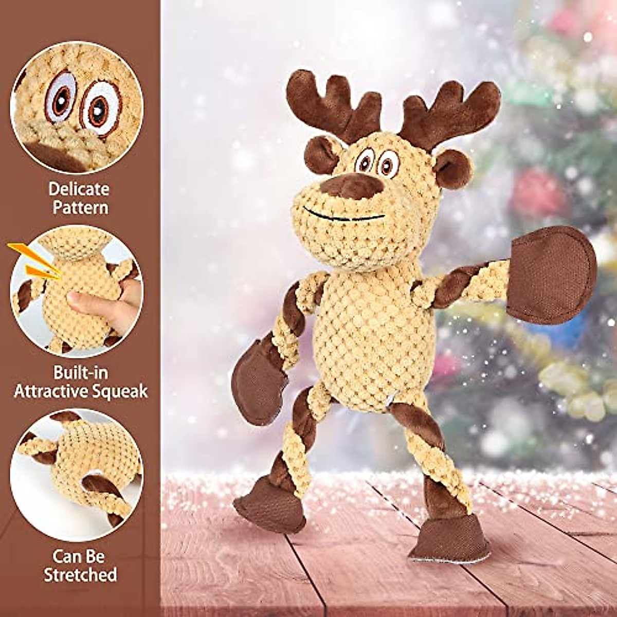 BUYPOW 5pack Dog Toys for Large Dog - Squeaky Medium & Small Dog Toys (Elk)