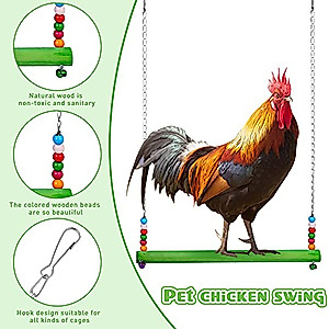 Gejoy 6 Pieces Chicken Toys Set Chicken Bird Xylophone Toy Wood Stand Hen Mirror Toy Coop Swing Chicken Veggies Skewer Fruit Holder, Vegetable Hanging Feeder Chicken Chewing Foraging Toys for Chicken
