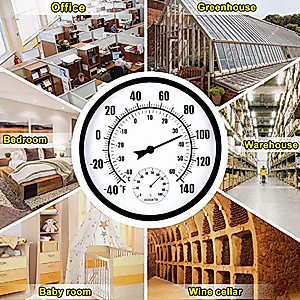 Thermometer Indoor Outdoor 10" Patio Large Wall Thermometer and Hygrometer,No Battery is Required to Let You to See The Temperature and Humidity of The Day from a Distance, Upgrade Version