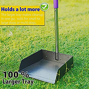 Pooper Scooper for Large & Small Dogs - Rust Proof Stainleass Metal Dog Pooper Scooper - Strong & Sturdy Rake & Scooper with 37.4" No Bending Long Handle Great for Yard or Outdoor (Standard)