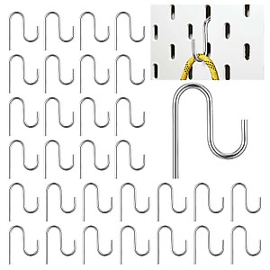 30 Pcs Long Shed Hooks for Hanging Heavy Duty Individual Utility Hooks Universal Wall Mounted J Utility Hangers for Tools Shovels Rakes Bikes Organization