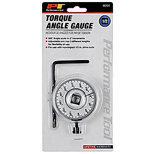 Performance Tool M205 1/2-Inch Torque Angle Gauge Tool, 360 Degree Angle Scale