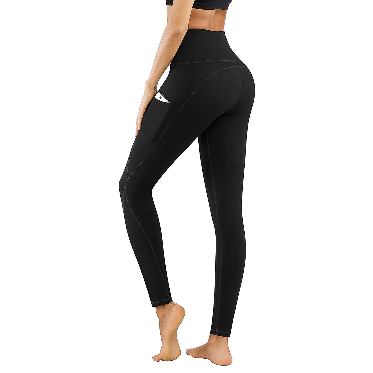 PHISOCKAT 2 Pack High Waist Yoga Pants Women with Pockets, Tummy Control Leggings for women, Workout 4 Way Stretch Leggings