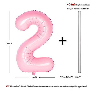 40 Inch Tiffany Pink Numbers 0-9 Birthday Party Decorations Helium Foil Mylar Number Balloon 2
