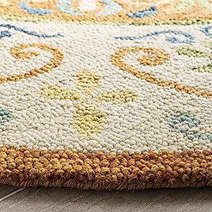 Safavieh Novelty Collection 3' x 3' Round Rust/Ivory NOV601P Handmade Boho Premium Wool Entryway Foyer Living Room Bedroom Kitchen Area Rug