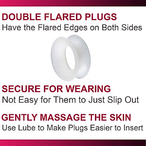 36mm White Silicone Double Flare Flesh Tunnels Ear Large Gauge Plugs ABYK Ear Stretching Stretchers Piercing SI04 2Pcs