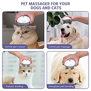 JXTZ Handheld Pet Massager for Dogs and Cats, Portable Electric Cat and Dog Massage Tool with 4 Massage Heads, 3 Speeds, Electric Pet Massager Head and Back Scratcher for Tight Muscles and Stiffness