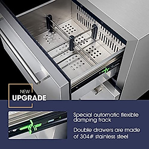 Vesgold 24 inch wide drawer refrigerator, built-in wine and beverage refrigerator under the counter, weatherproof, indoor and outdoor refrigerators, all-stainless steel cooler.