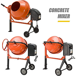TABU 4.2 Cu Ft Electric Concrete Cement Mixer, 3/4HP 550W Mortar Mixing for Stucco/Seeds, Portable Wheelbarrow Machine (Orange)