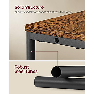 VASAGLE Side Table with Charging Station, Narrow End Table, 3-Tier Nightstand, Sofa Table for Small Spaces, Magazine Rack, for Living Room, Bedroom, Study, Rustic Brown and Ink Black ULET335K01