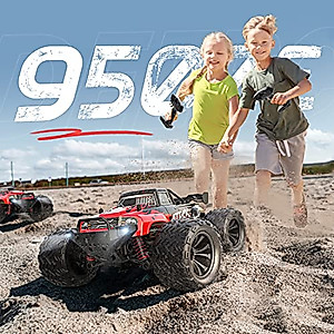 DEERC 9500E 1:16 Scale All Terrain RC Car, 4x4 High Speed Electric Vehicle, 2.4Ghz Off-Road Remote Control Truck with 2 Batteries, 35+ KMH Monster Truck for for Adults Kids