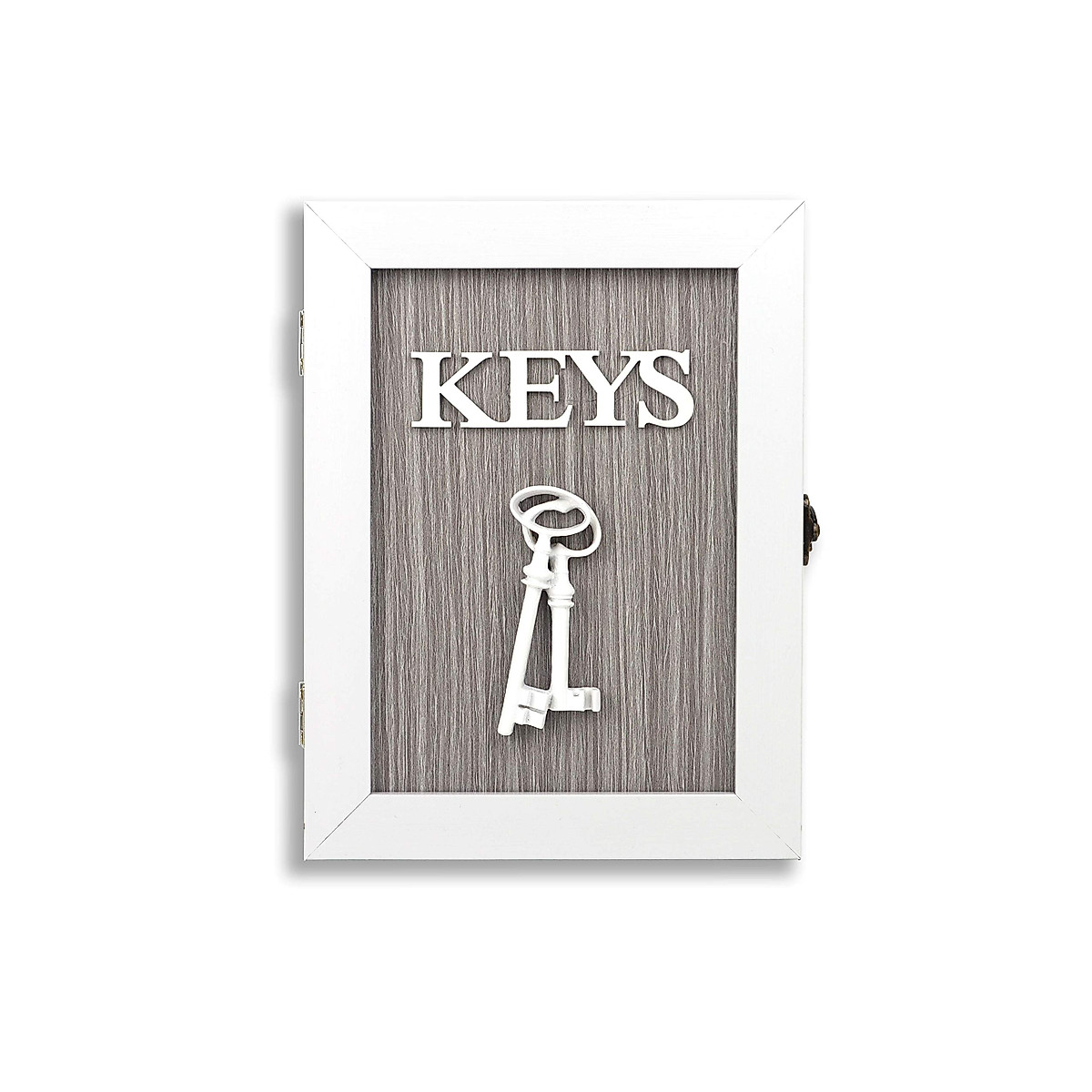 VELISTA Wooden Key Box for Wall, Vintage Wood Wall Mounted Key Holder, Key Organizer, Rustic Key Cabinet, Key Storage with 6-Hooks, Entryway Organizer, Vintage Decor, Housewarming Gift (White)