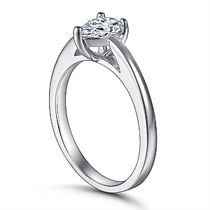 Blocaci Pear Cut Engagement Rings for Women 1 Carat Solitaire Moissanite Rings 925 Sterling Silver 10K 14K 18K Gold with Text Engraving (925 Sterling Silver)