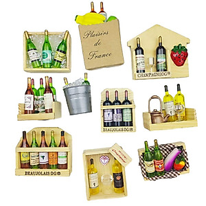 10 pcs/Set Creative Stereoscopic Wine Bottle Series Fridge Magnet Refrigerator Magnetic Sticker Home Deco Magnet Kitchen Accessories (Wooden)