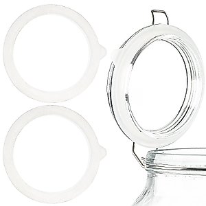 Silicone Sealing Ring for Qianfenie 4.3 Inches Mouth Glass Jars, 2 Pcs Replacement Silicone Gaskets, White Rubber Seals for Canning Jar