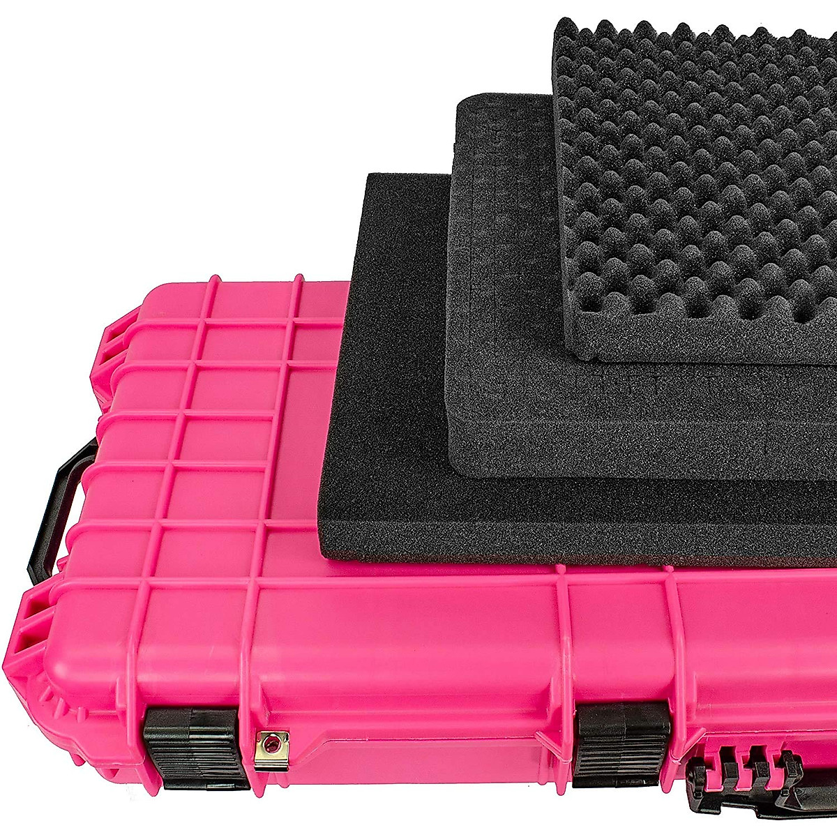 Eylar 38" Inch Protective Roller Rifle Hard Case with Foam, Waterproof & Crushproof, Two Rifles Or Multiple Guns, Pressure Valve with Lockable Fittings Pink