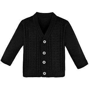 Lilax Baby Boy Cable-Knit Basic Knit Cardigan Sweater 9-12 Months Black