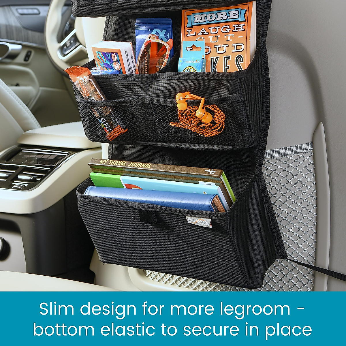 High Road Back of Seat Car Organizer with Tissue Box Holder and Multipurpose Car Storage Pockets for Car, SUV or Truck